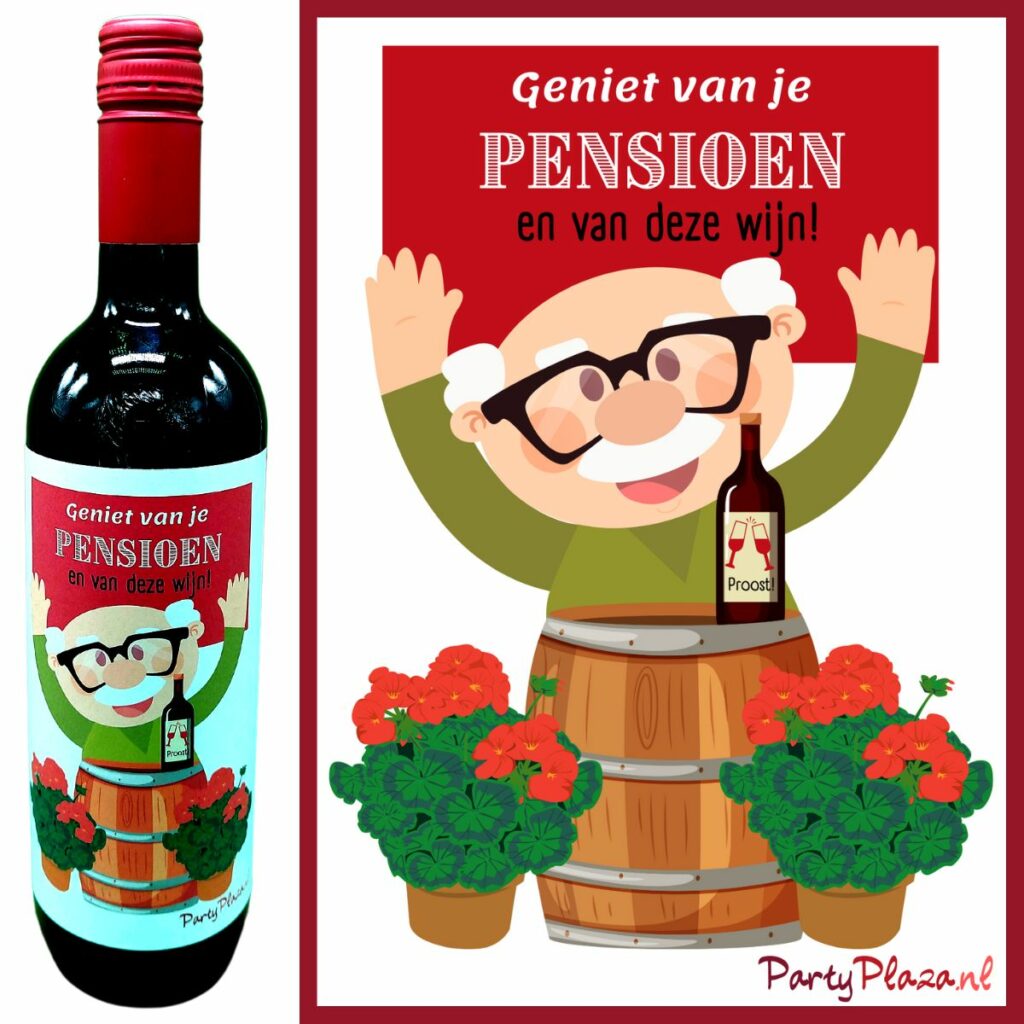 Wijnetiket Pensioen man - Wijnlabel voor wijnfles Pensionado